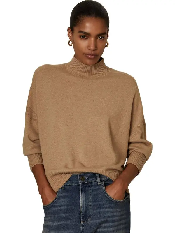REISS Alicia Wool Blend Jumper - Camel