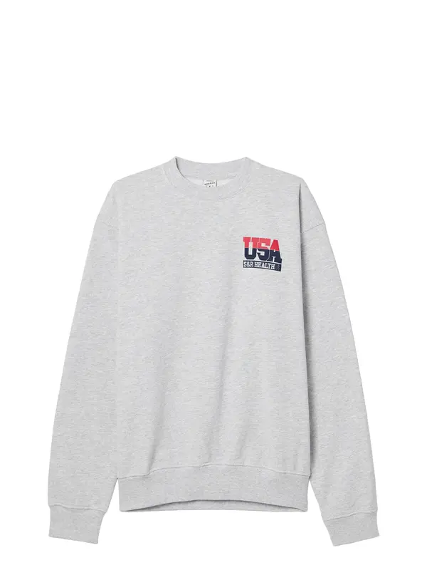 SPORTY & RICH Adidas Originals Printed Cotton-blend Jersey Sweatshirt - Gray