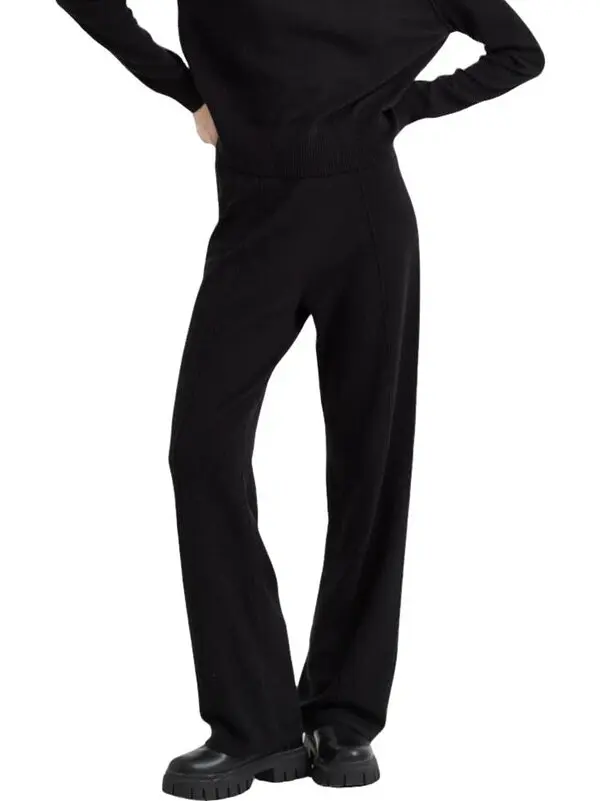 Chinti & Parker Wool Cashmere Wide Leg Track Pants - Black