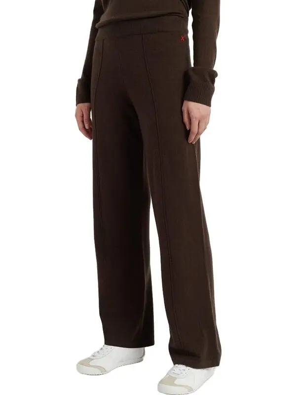 Chinti & Parker Wool Cashmere Wide Leg Track Pants - Chocolate