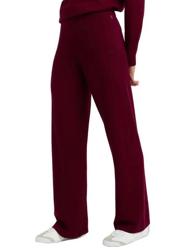 Chinti & Parker Wool Cashmere Wide Leg Track Pants - Claret