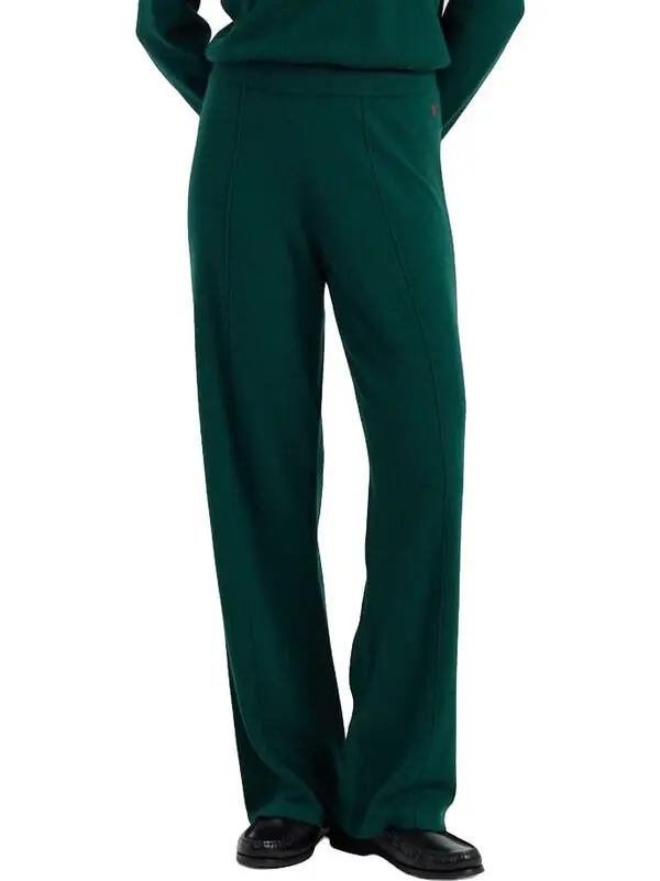 Chinti & Parker Wool Cashmere Wide Leg Track Pants - Emerald