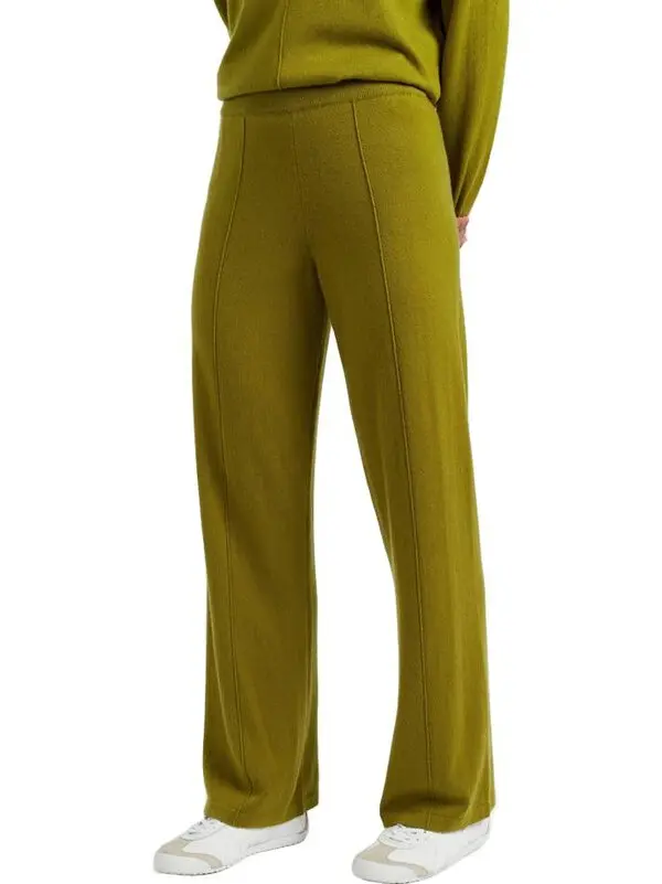 Chinti & Parker Wool Cashmere Wide Leg Track Pants - Olive