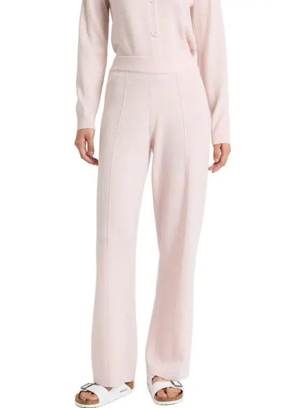 Chinti & Parker Wool Cashmere Wide Leg Track Pants - Pink Melange