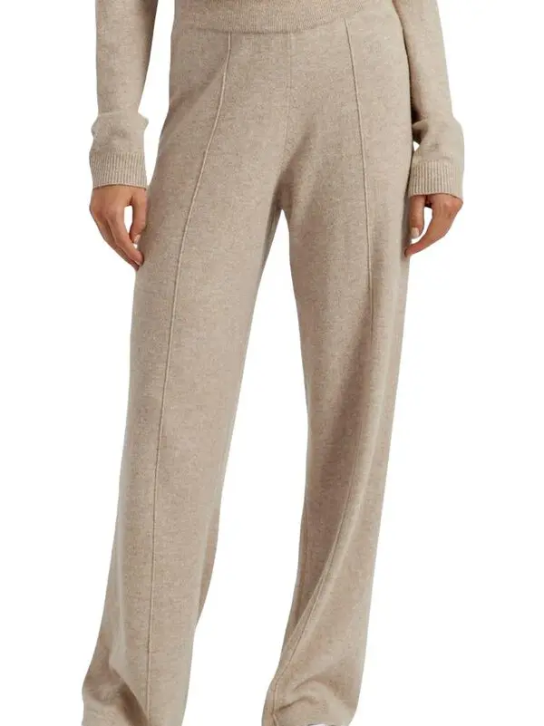 Chinti & Parker Wool Cashmere Wide Leg Track Pants - Soft Oat