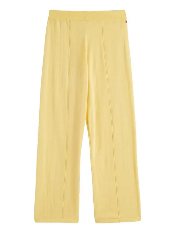 Chinti & Parker Wool Cashmere Wide Leg Track Pants - Soft Yellow