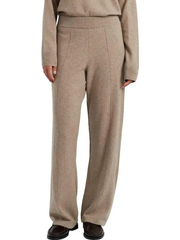 Chinti & Parker Wool Cashmere Wide Leg Track Pants - Warm Oatmeal
