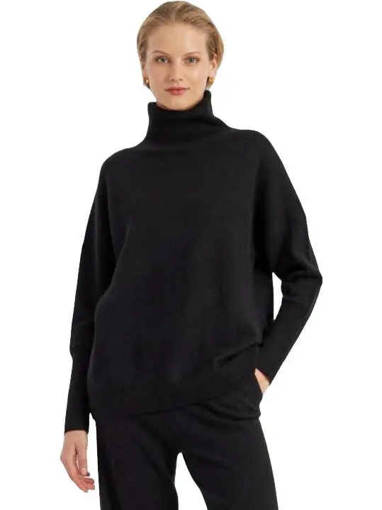 Chinti & Parker Cashmere Roll Neck Sweater - Black