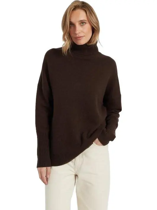 Chinti & Parker Cashmere Roll Neck Sweater - Chocolate