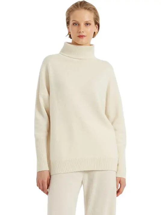 Chinti & Parker Cashmere Roll Neck Sweater - Cream
