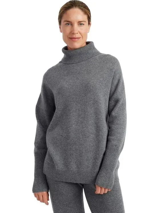 Chinti & Parker Pure Cashmere Roll Neck Sweater - Mid Grey Melange