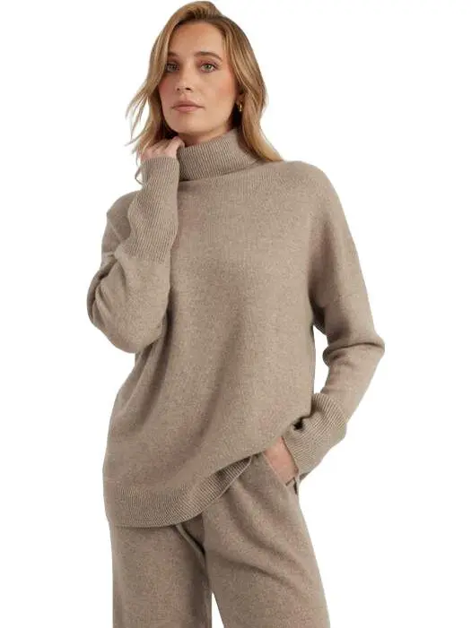 Chinti & Parker Pure Cashmere Roll Neck Sweater - Warm Oatmeal
