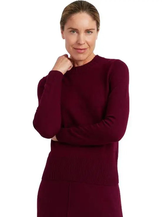 Chinti & Parker Wool & Cashmere Cropped Sporty Sweater - Claret