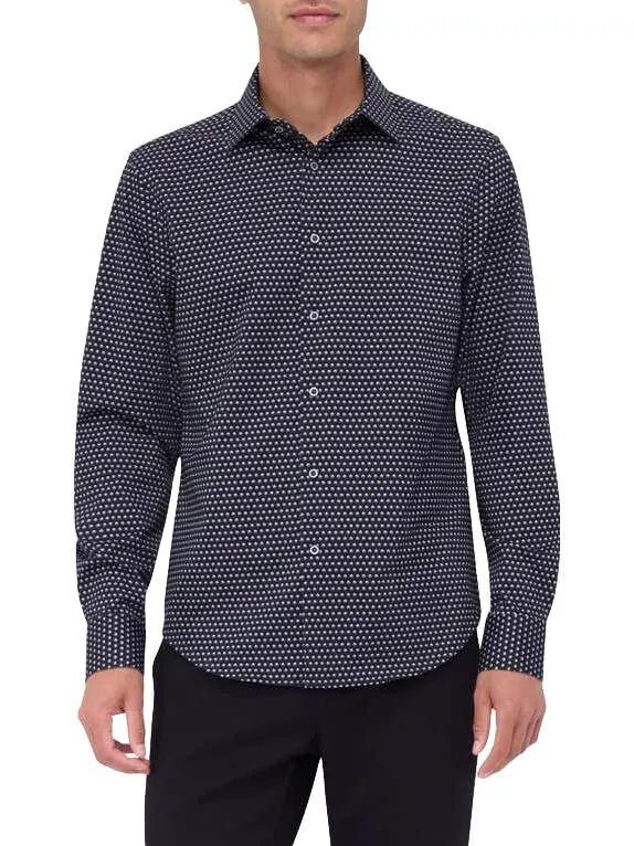 Bugatchi James Ooohcotton® Dot Button-up Shirt - Black