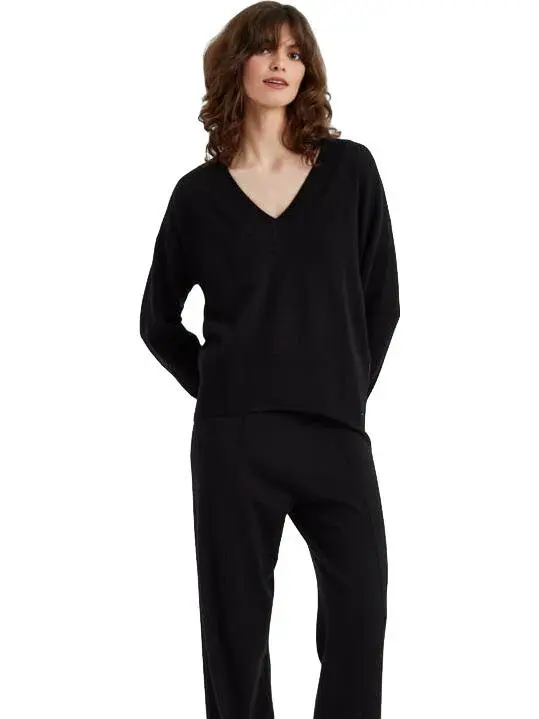 Chinti & Parker V-neck Wool Cashmere Sweater - Black