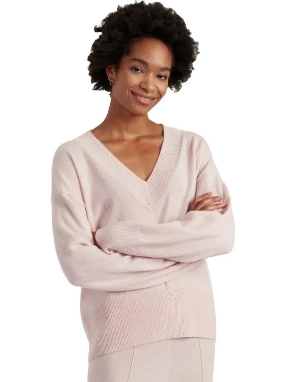 Chinti & Parker V-neck Wool Cashmere Sweater - Pink Melange