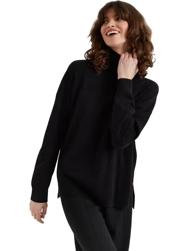 Chinti & Parker Relaxed Roll Neck Wool & Cashmere Sweater - Black