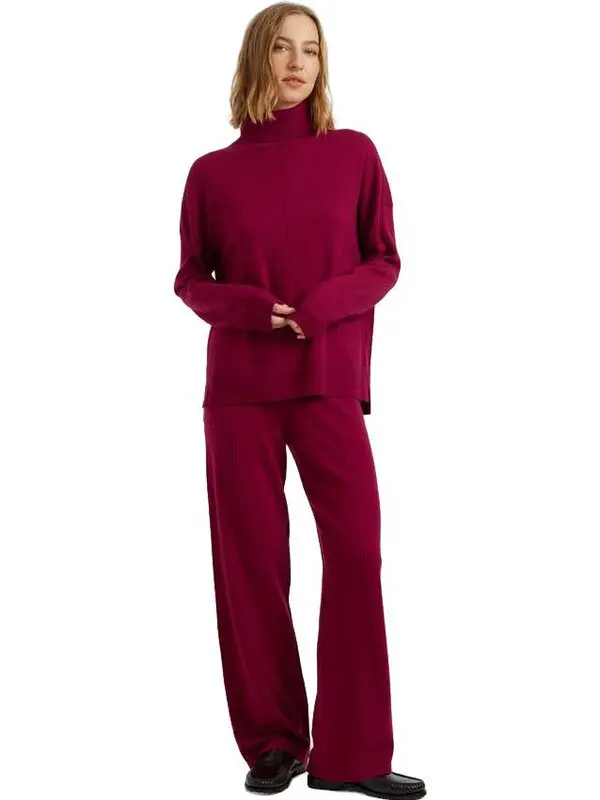 Chinti & Parker Relaxed Roll Neck Wool & Cashmere Sweater - Cherry