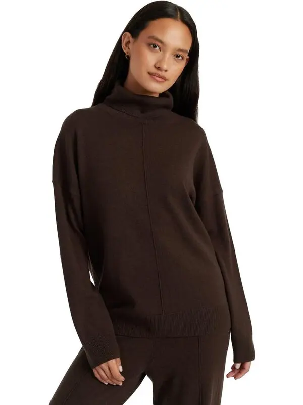Chinti & Parker Relaxed Roll Neck Wool & Cashmere Sweater - Chocolate