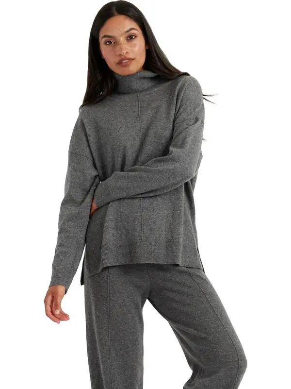 Chinti & Parker Relaxed Roll Neck Wool And Cashmere Sweater - Grey