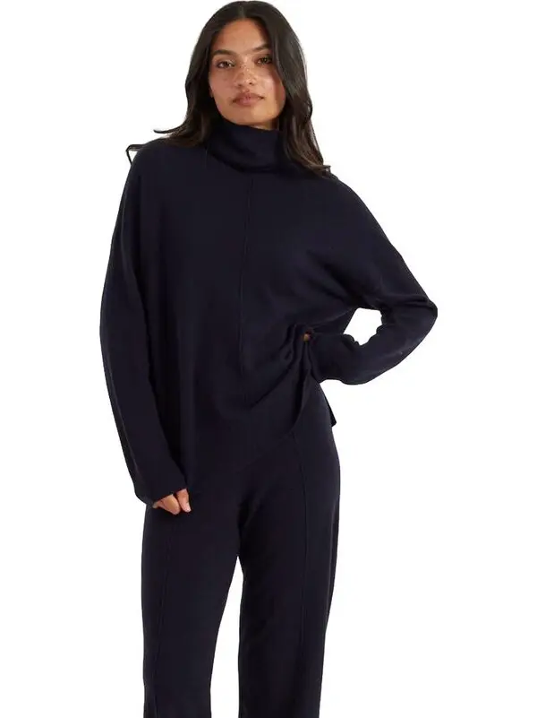 Chinti & Parker Relaxed Roll Neck Wool & Cashmere Sweater - Navy