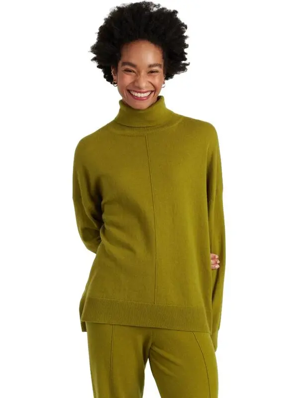 Chinti & Parker Relaxed Roll Neck Wool And Cashmere Sweater - Olive