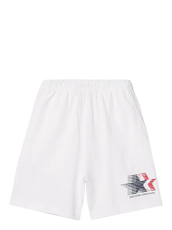 SPORTY & RICH Adidas Originals Printed Cotton-jersey Shorts - White