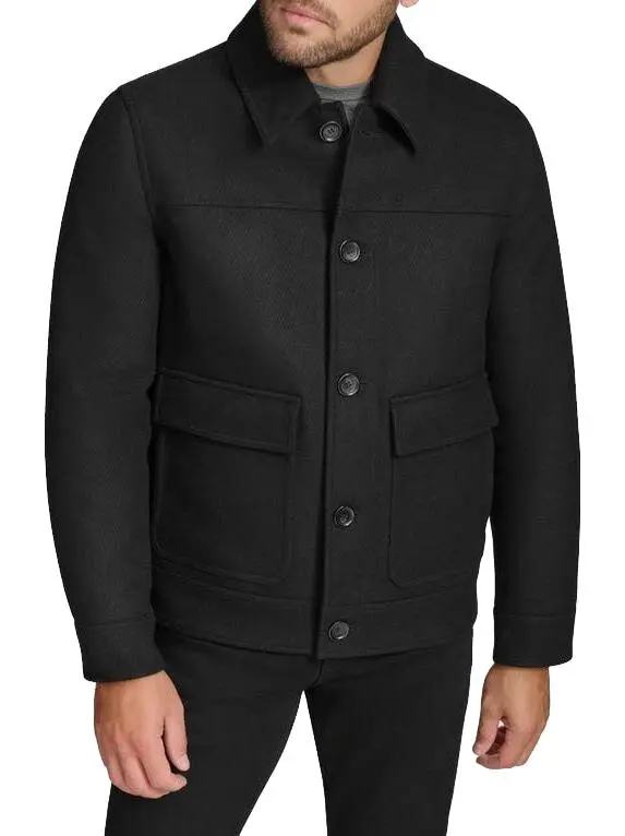 Andrew Marc Insulated Wool-blend Twill Shirt Jacket - Black