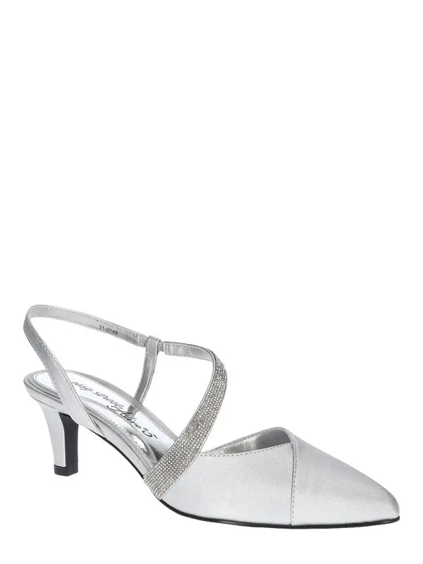 EASY WORKS BY EASY STREET Emerald Slingback Pumps - Silver Satin