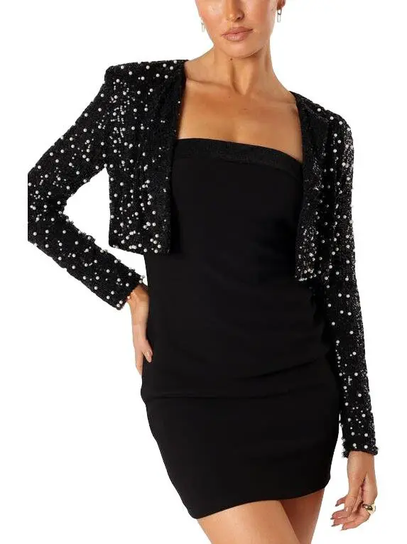 PETAL & PUP Monica Sequin Embellished Jacket - Black