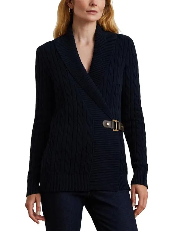Ralph Lauren Cable-stitch Cotton Wrap Cardigan - Lauren Nav