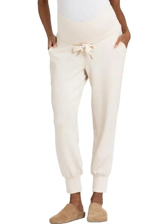 Seraphine Over-the-bump Maternity Joggers - Open White