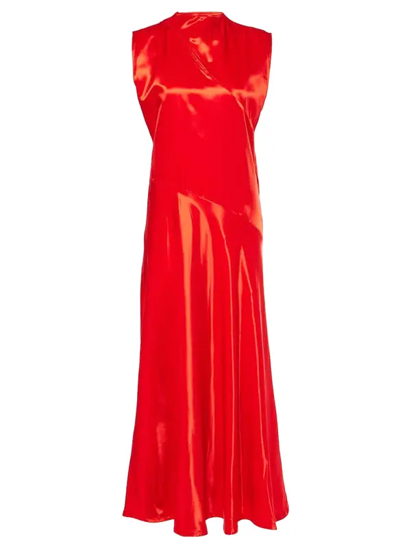 JIL SANDER Satin Midi Dress - Red