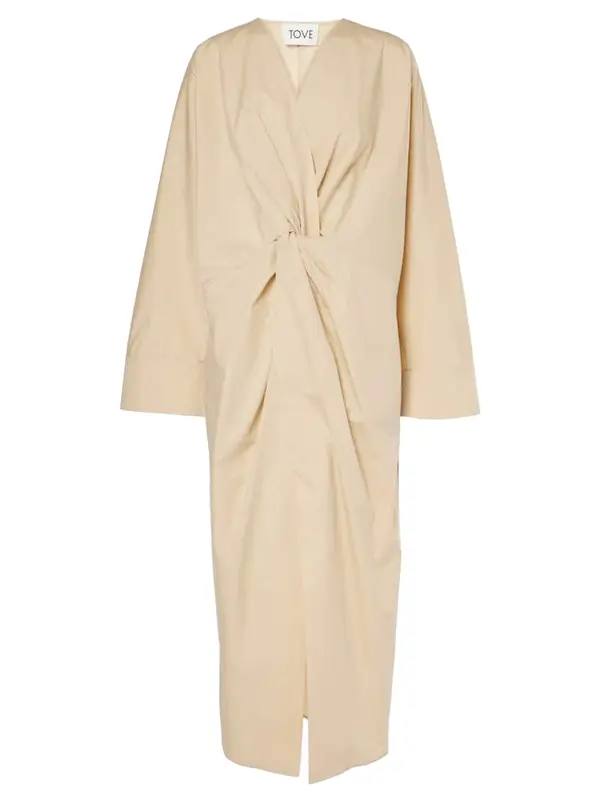Tove Ailin Draped Cotton Midi Dress - Beige
