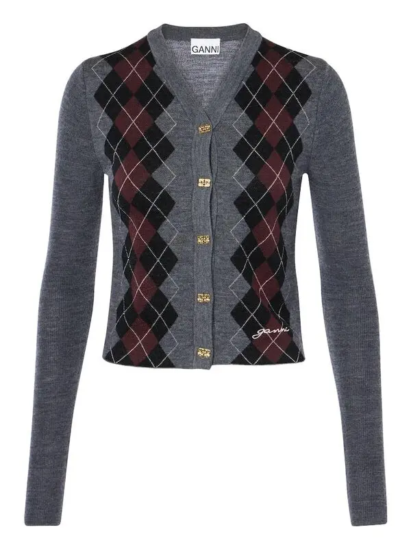 GANNI - Ganni Argyle Wool Cardigan
