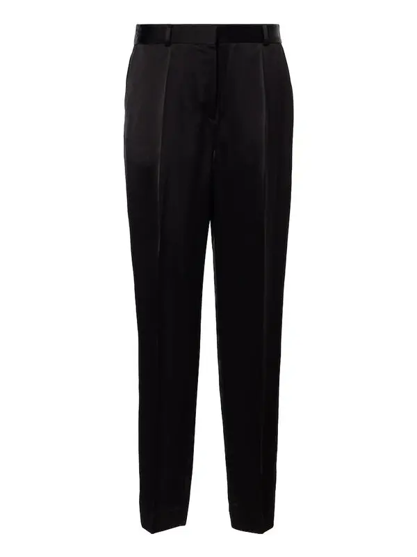 TOTEME High-rise Satin Straight Leg Trousers - Black