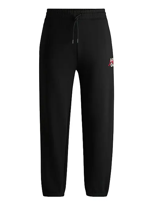 Hugo Logo-print Drawstring-waist Cotton-jersey Jogging Bottoms - Black