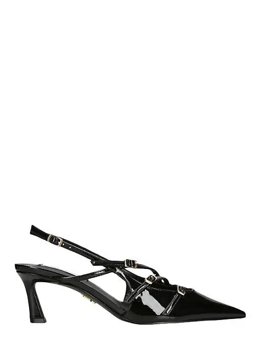 Steve Madden Liana Multi-strap Patent-leather Slingbacks - Black