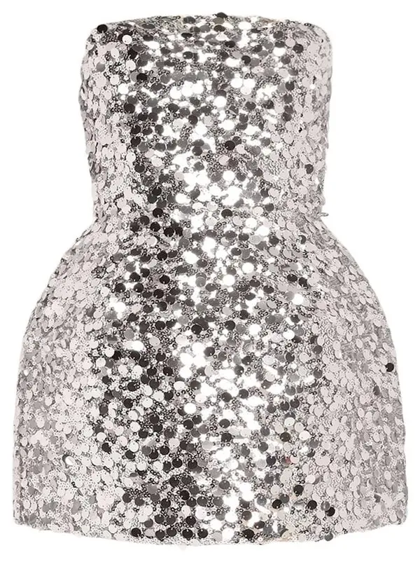 BRONX BANCO Bronx And Banco Maraya Strapless Sequin Mini Dress - Silver