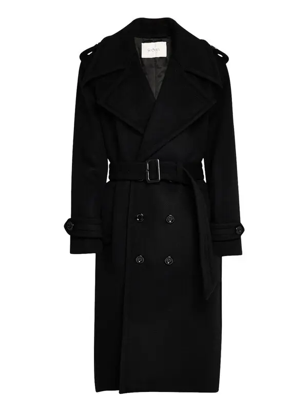 Saint Laurent Double-breasted Overcoat - Nero