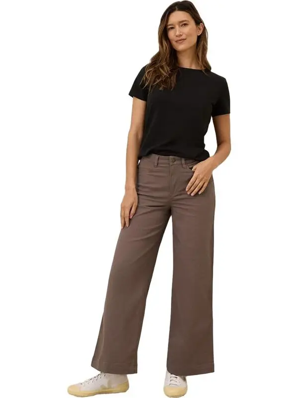 PACT Organic Stretch Twill Wide Leg Pant - Deep Taupe