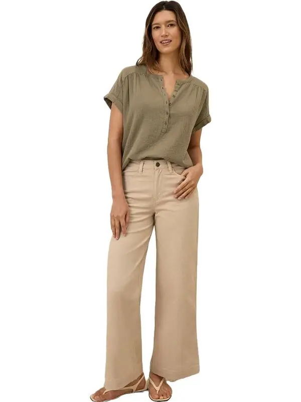 PACT Organic Stretch Twill Wide Leg Pant - Sandshell