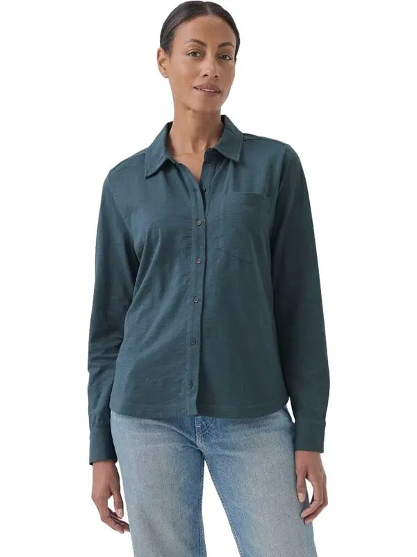 PACT Organic Cotton Relaxed Slub Long Sleeve Button Up - Ore