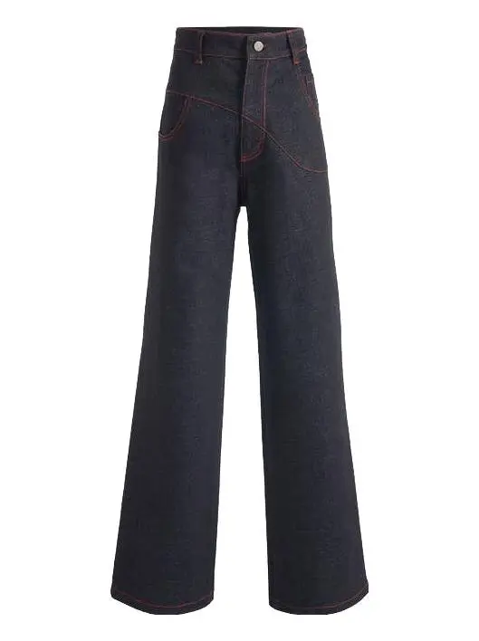 JENDUE Davidson Cross Line Pants - Deep Blue