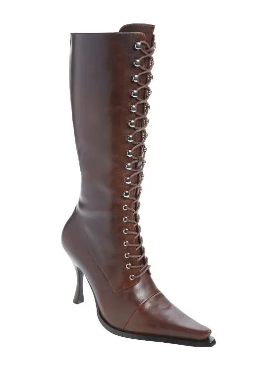 Jeffrey Campbell Lani Lace-up Leather Boots - Brown