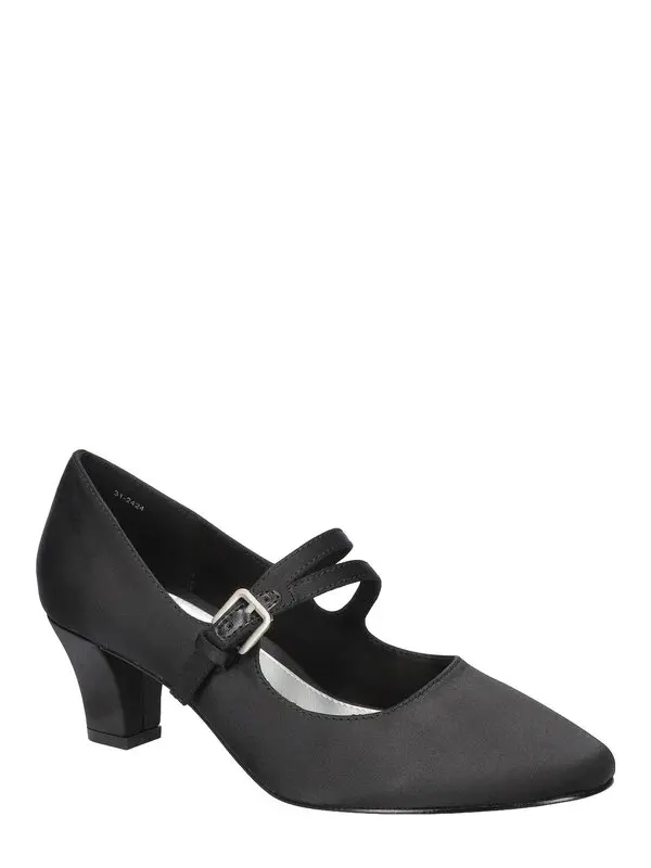 EASY WORKS BY EASY STREET Meryl Mary Jane Pump - Black Satin