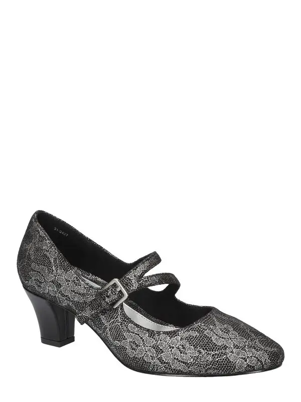 EASY WORKS BY EASY STREET Meryl Mary Jane Pump - Silver Lace