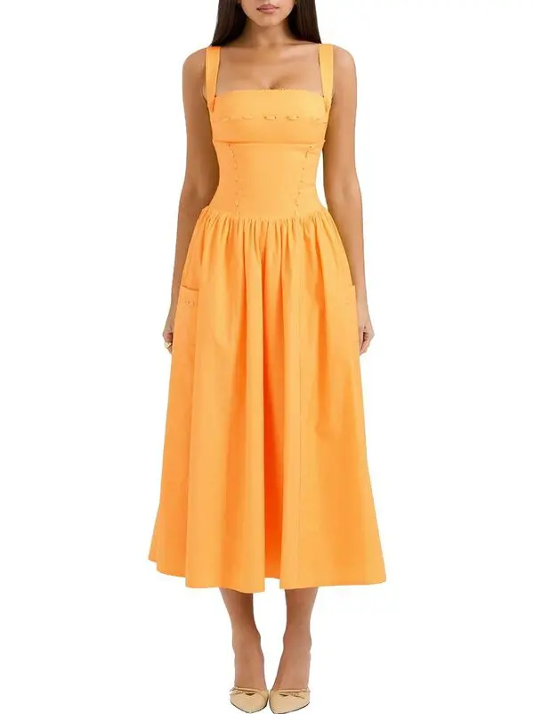 House Of Cb Vivien Midi Sundress - Flax