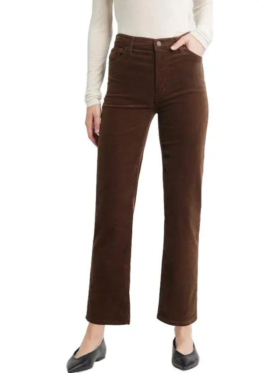 FRAME Le Sleek Corduroy Straight Leg Ankle Pants - Bitter Chocolate