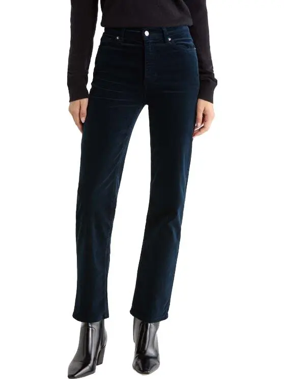 FRAME Le Sleek Corduroy Straight Leg Ankle Pants - Navy